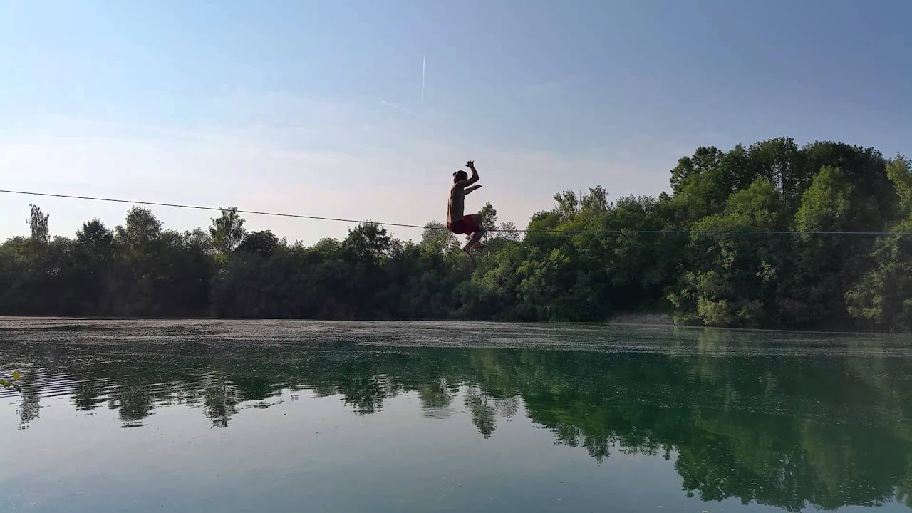 SLACKLINE FAIL ///100m WATERLINE CHESTBOUNCE + BUTTBOUNCE MUNICH @ Blue ...