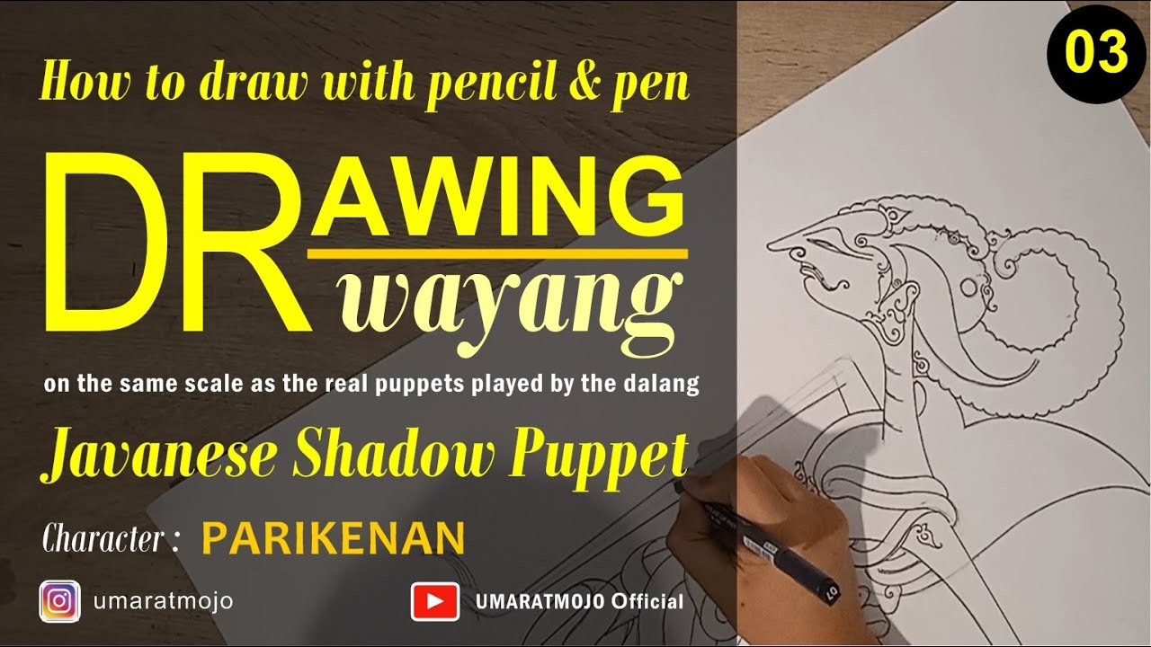 How To Draw Wayang PARIKENAN With Pencil And Pen. Drawing Javanese ...