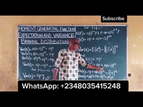 Variance of Binomial Distribution | Moment Generating Function #mgf ...