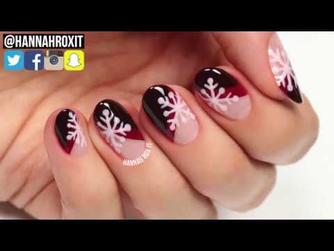 Snowflake Holiday Nail Art Tutorial by Hannah Rox It - YouTube