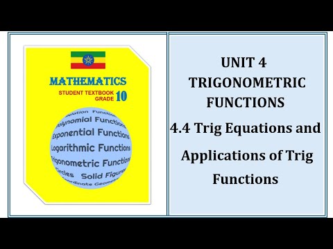 Grade 10, Unit 4.4, Trig Equations and Applications - YouTube