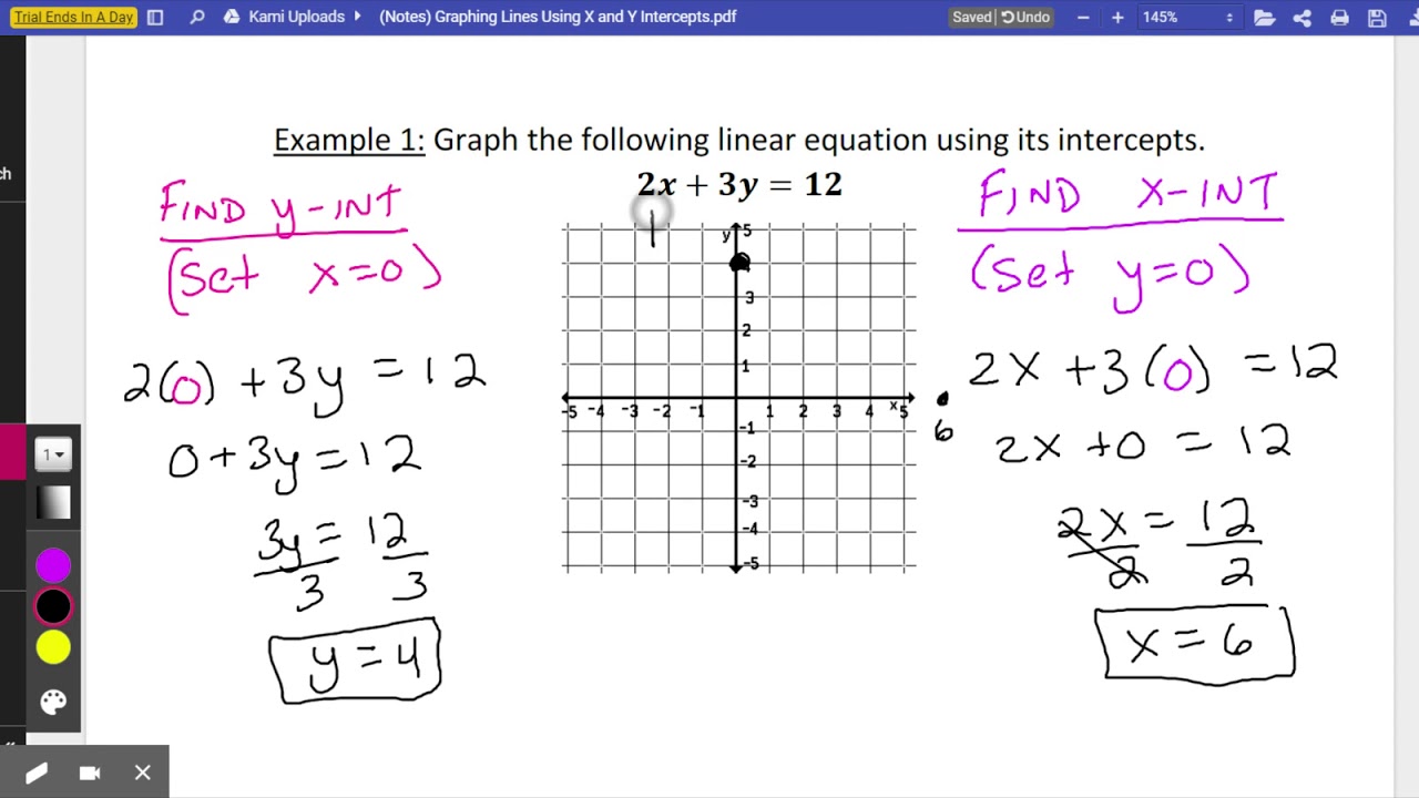 Graphing Lines in Standard Form Using X and Y Intercepts - YouTube