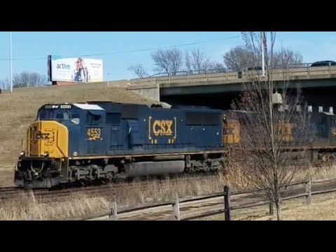 CSX 4553 SD70MAC leads Q007 in Terre Haute, IN - YouTube