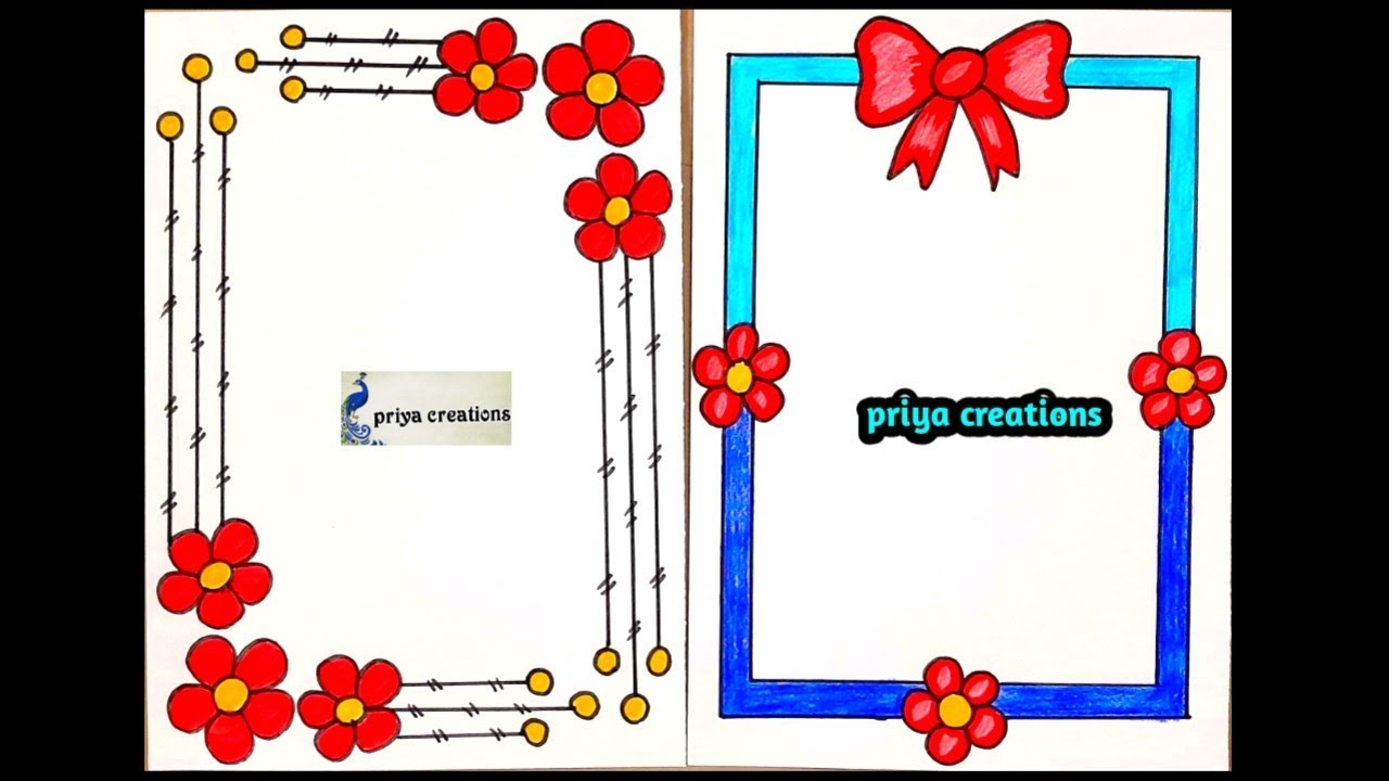 2 Border Designs | CIRCLE ⭕ DESIGNS | flower border design for project ...