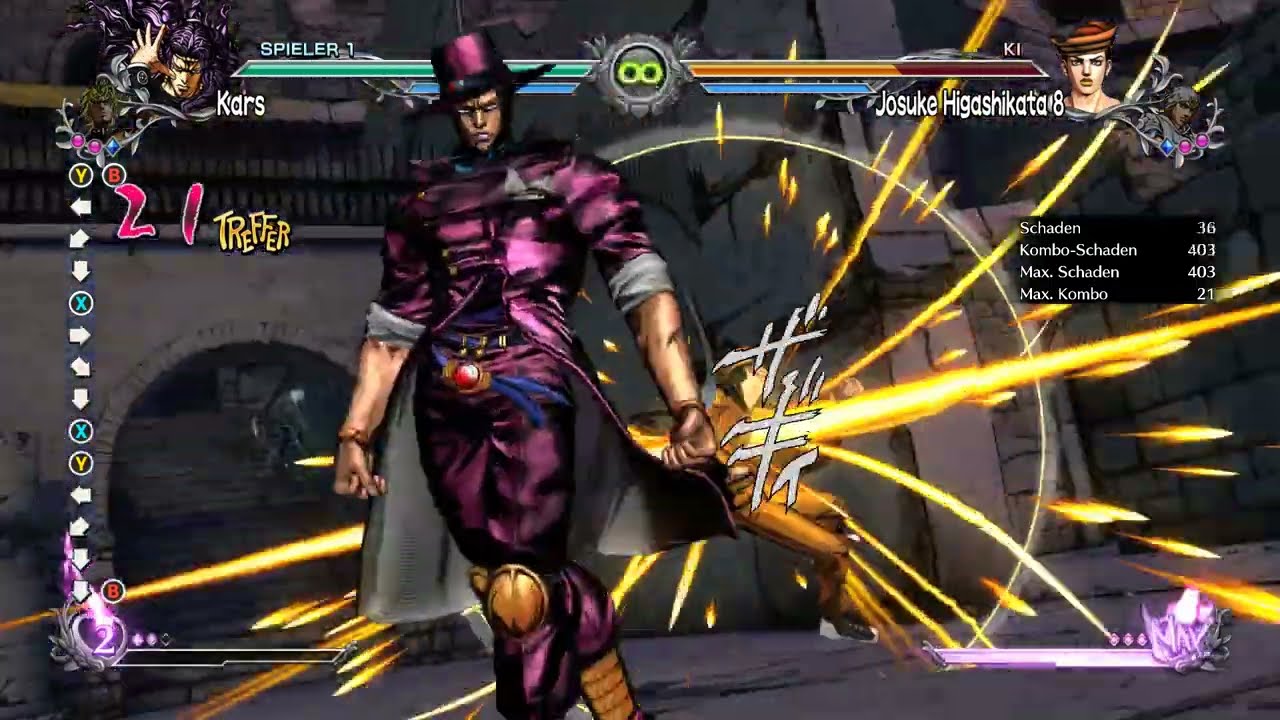 JJBA ASBR Kars 403 DMG 1Bar Combo - YouTube
