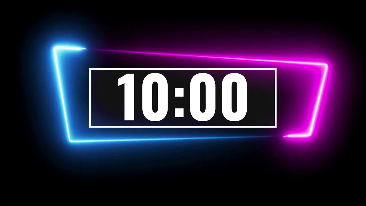 10 Minute Neon Timer | Colorful Neon 600 Second Timer - YouTube