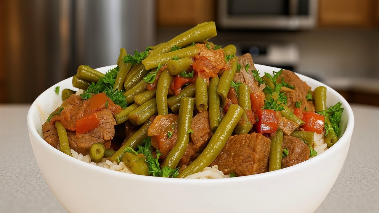 How to Make Egyptian Green Beans & Beef Stew | (Fasolya) فاصوليا | The ...