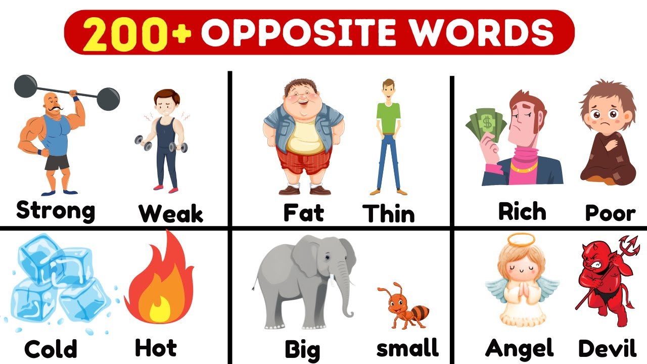📚👨‍🎓Master 200 Opposite Words l Antonyms in english l Opposite words ...