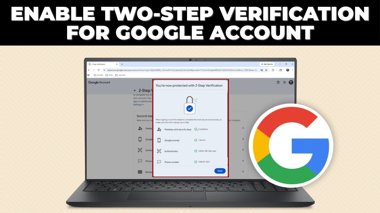 How To Enable Two-Step Verification For Google Account - YouTube