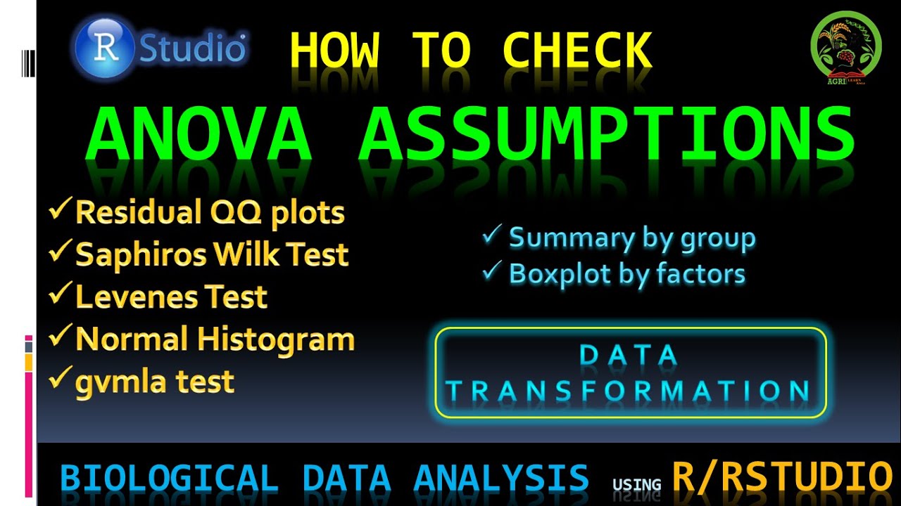 Check ANOVA assumptions in RStudio | Data transformation | Saphiro Wilk ...