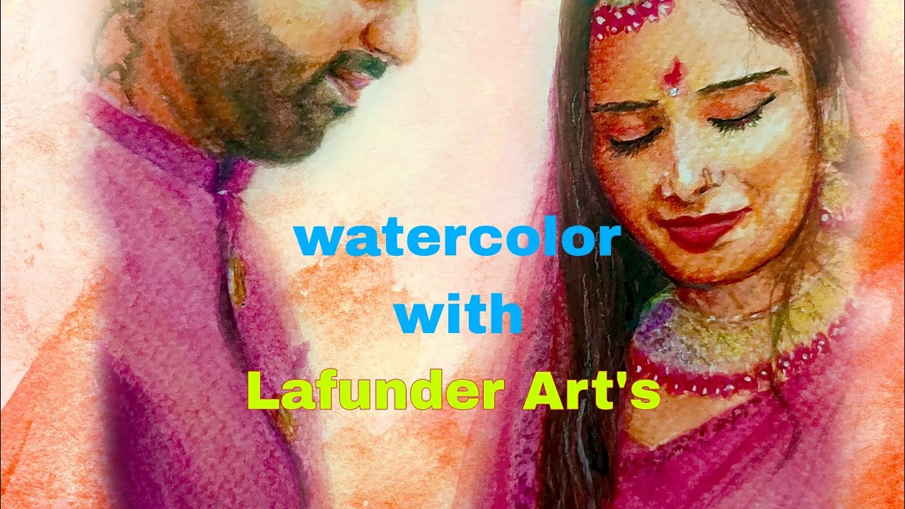 Engagement ceremony watercolor painting || cute couples portrait ...