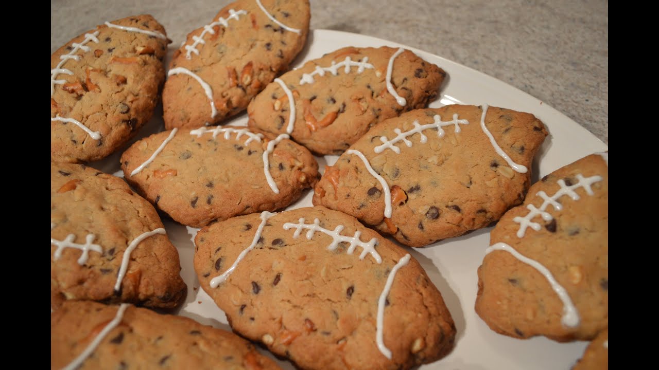 How to Bake Chocolate Chip Pretzel Football Cookies: Cooking with ...