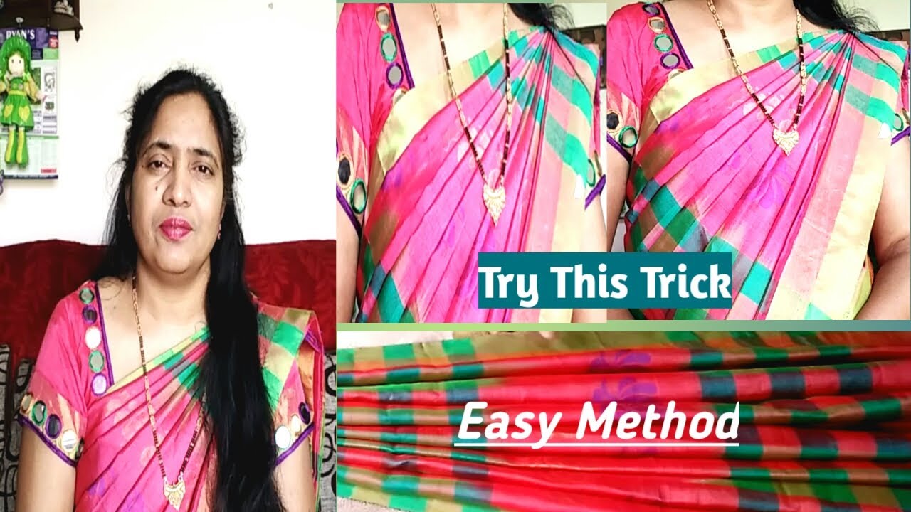 How to Pleat Saree Pallu | 8 - 10 Saree Pallu Small Pleats | Easy Tips ...