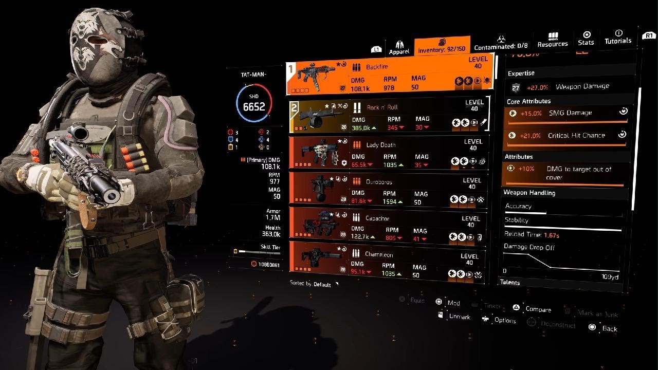 Tom Clancy's The Division 2 Backfire , Striker ,100% hazzard protection ...
