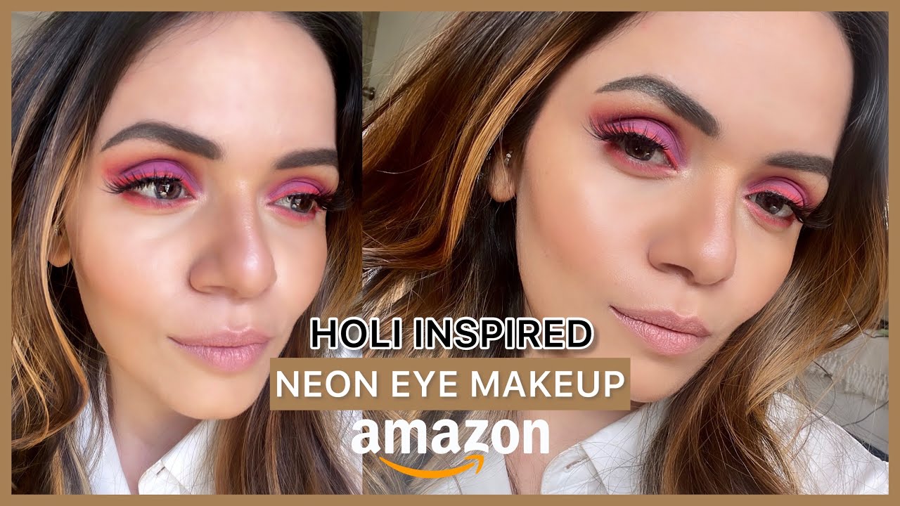 HOLI inspired Neon Eye Makeup - YouTube