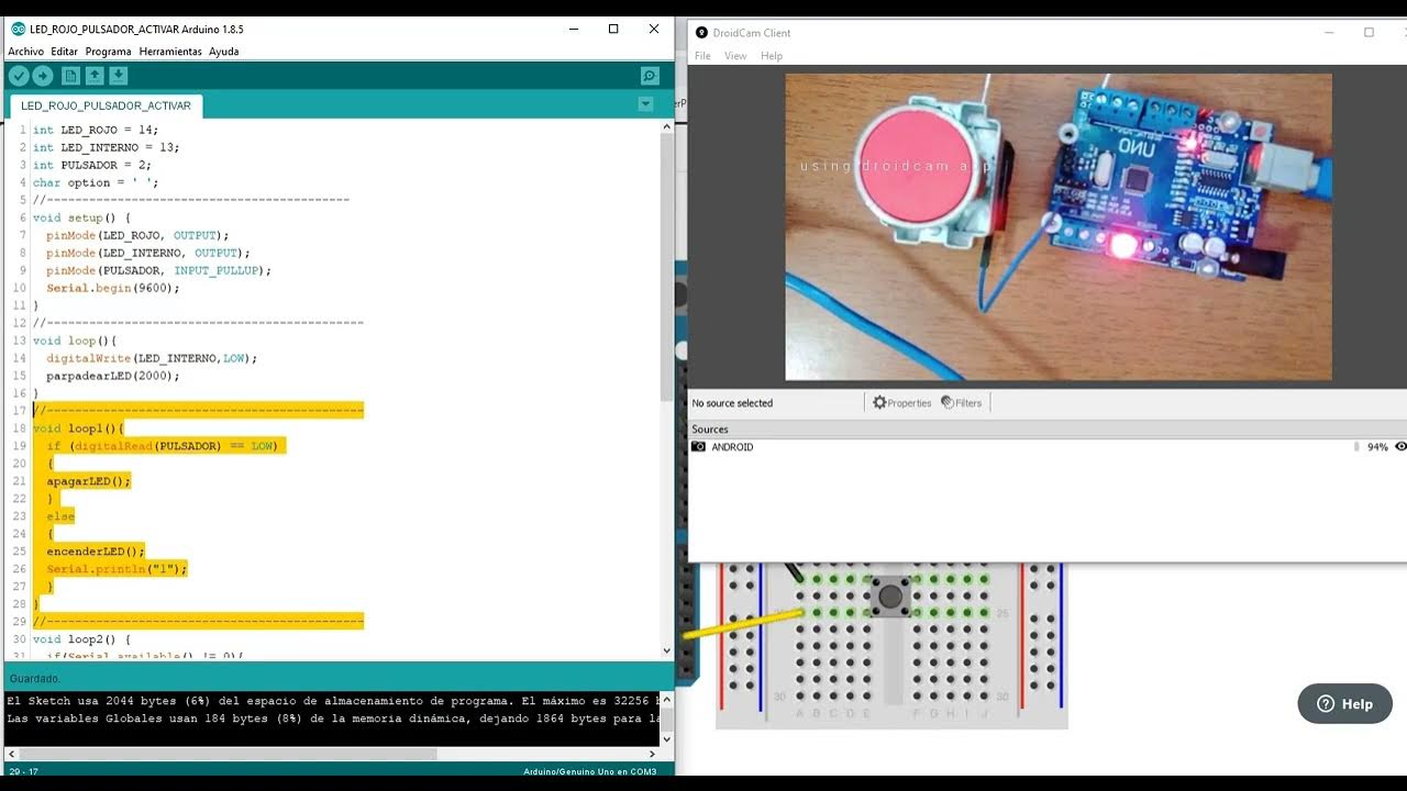 ARDUINO UNO - PULSADOR - LED - verificación por LOOP - YouTube