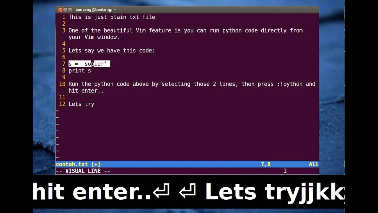 Running Python Code from Vim Window - YouTube
