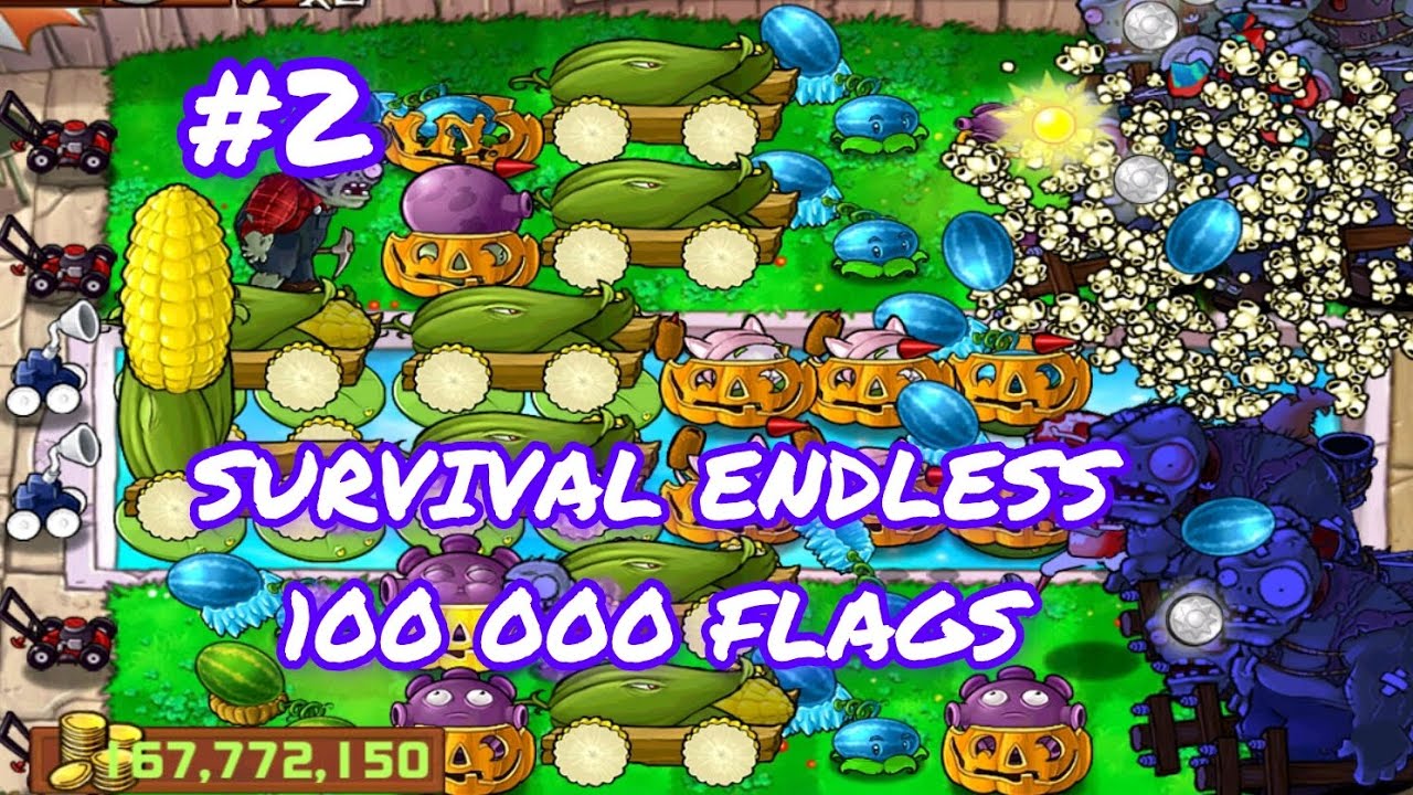 Plants vs Zombies Survival Endless 100000 Flags Part 2 l 11-21 Flags ...