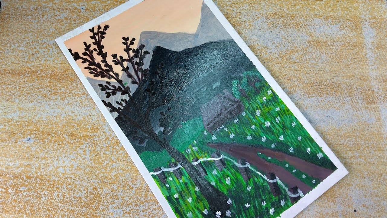 Landscape Painting With Pastel Colors | Landscape House Acrylic ...