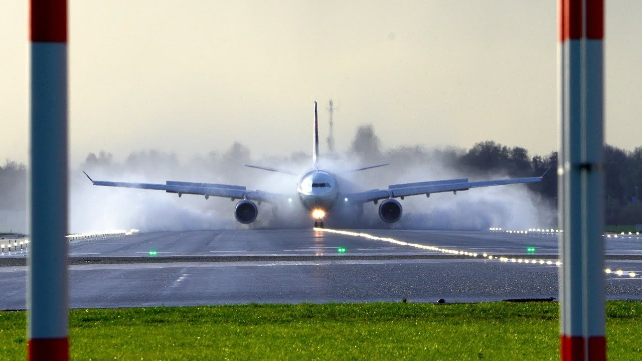 Aircraft Spray Airbus A330 reverse thrust Amsterdam Schiphol airport ...