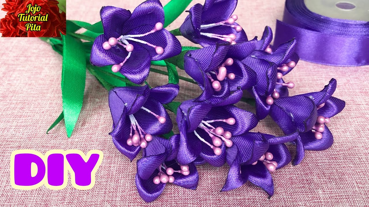 Cara Membuat Bunga dari Pita kecil | TutorialBungasimpel | Tutorial ...