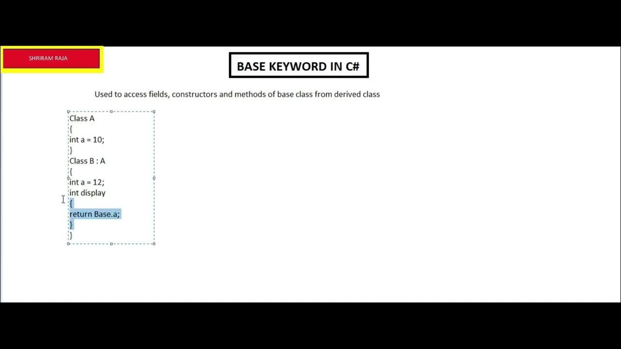 Base Keyword in c# - YouTube