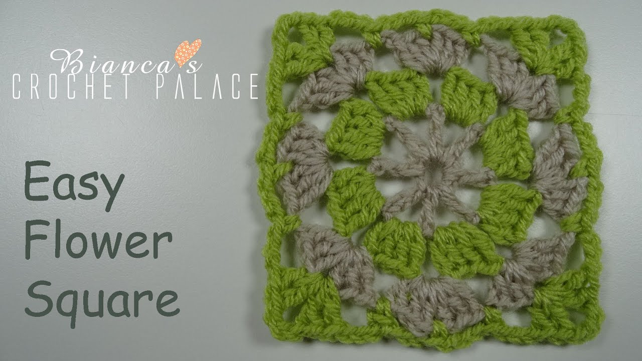 Easy Flower Square - Crochet Tutorial - Bianca's crochet Palace - YouTube