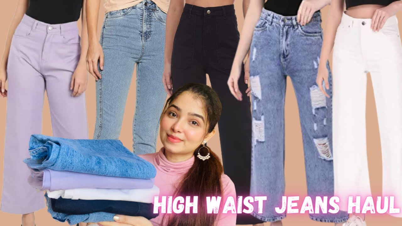 Best Trendy High Waist Jeans Haul Amazon || Straight Fit Jeans , Wide ...