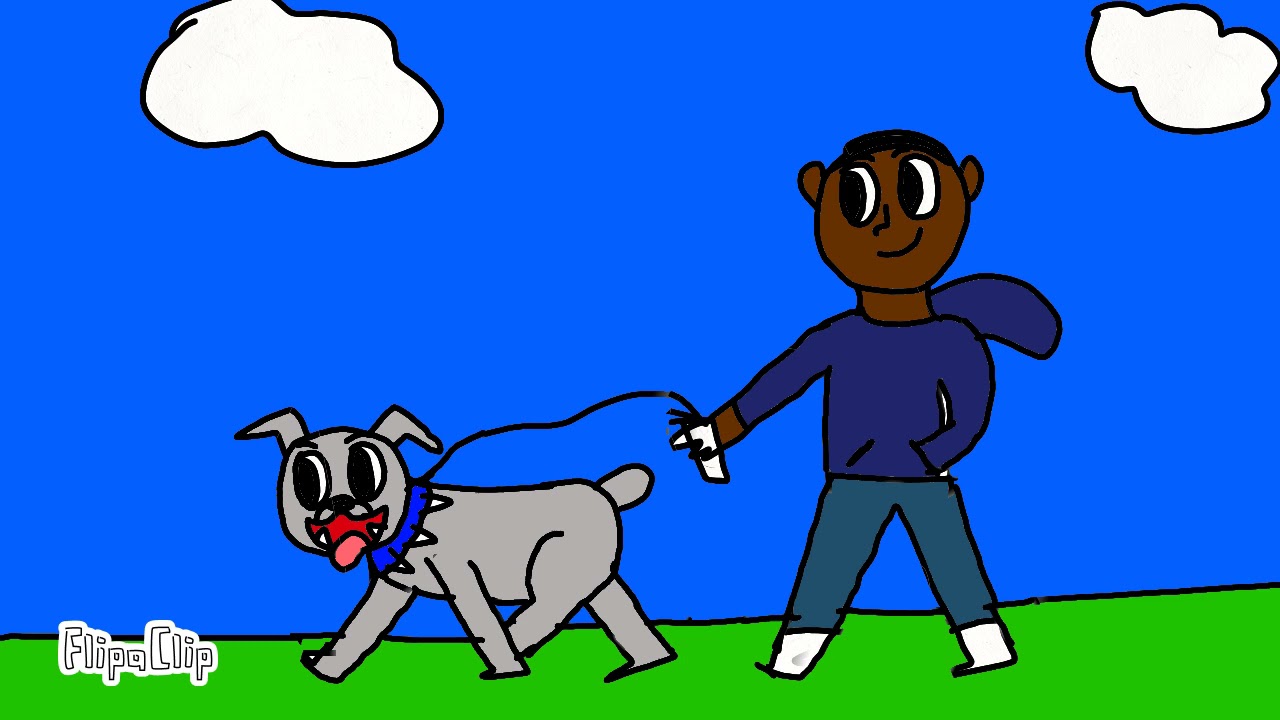 Man walking his dog (animation loop). - YouTube