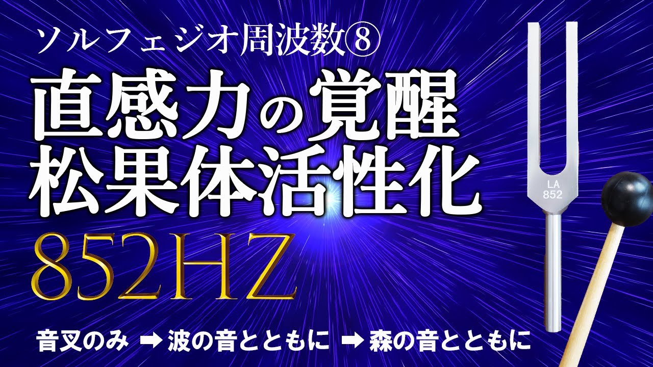 【852Hz tuner・直観覚醒の周波数】ソルフェジオ周波数⑧音叉 松果体に働きかけ直観力覚醒 Solfeggio Frequency ...