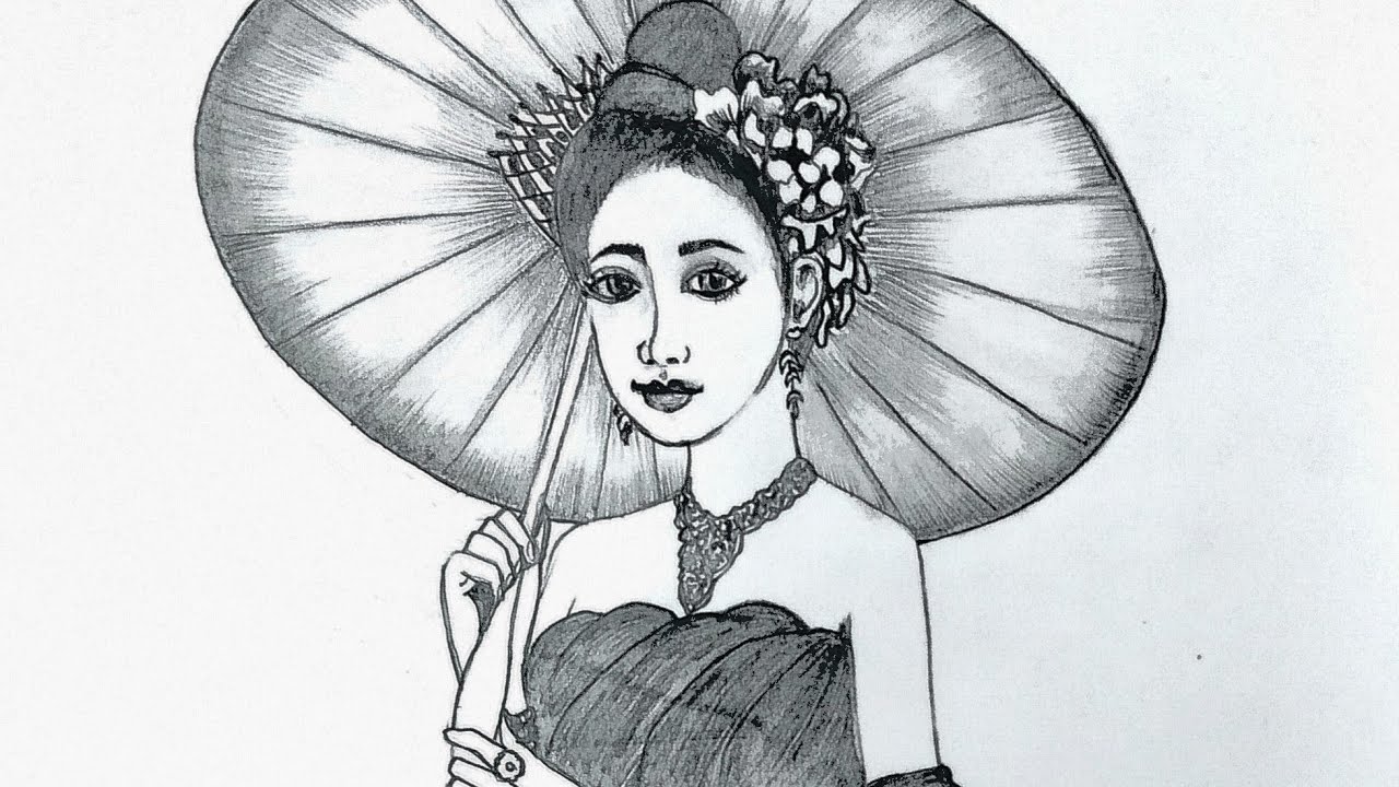 # pencil drawing#painting |how to draw Thai traditional girl - YouTube