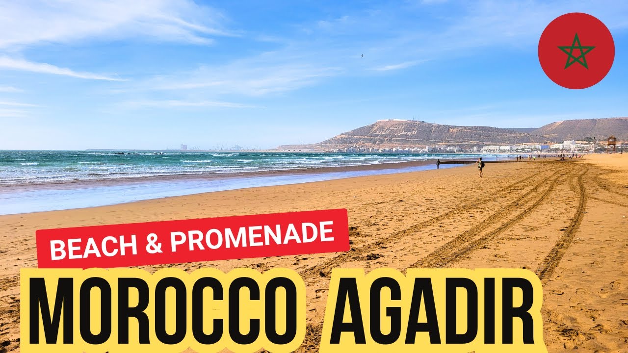 🇲🇦 MOROCCO - AGADIR - Beach & promenade at sunset - mini Walking Tour ...