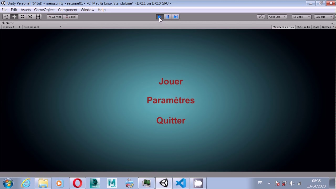 faire un menu de jeu 03 - YouTube