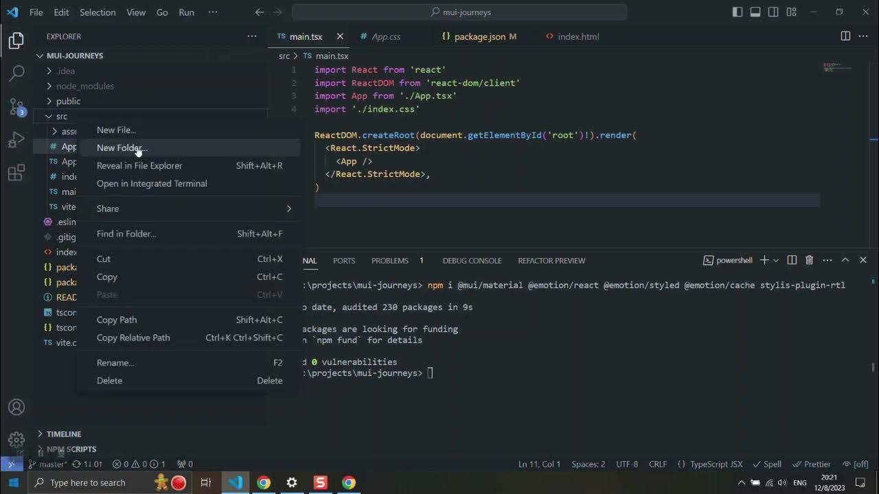 نصب و راه‌اندازی Material UI در React - YouTube