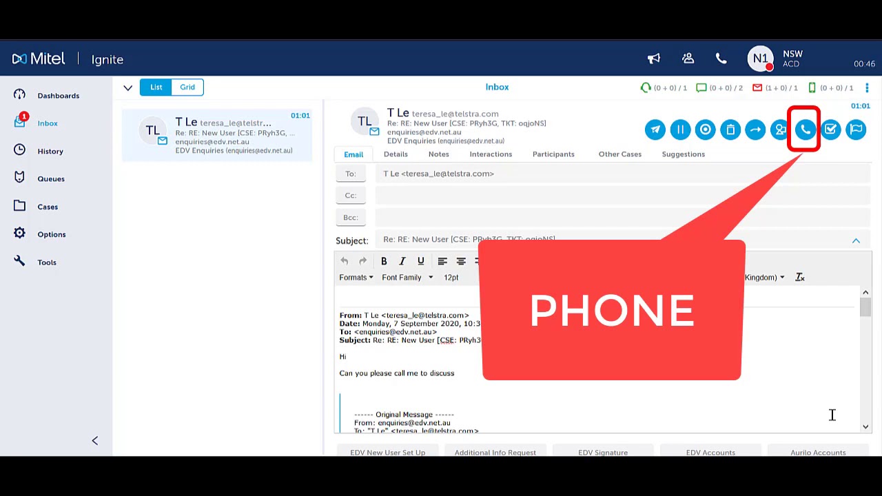 Making a Call from an Email Interaction - YouTube