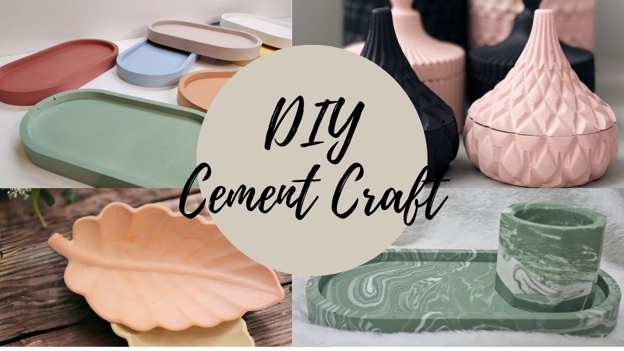 DIY- Make Gypsum Pots and Trinket Tray at Home | Cement Crafts using ...