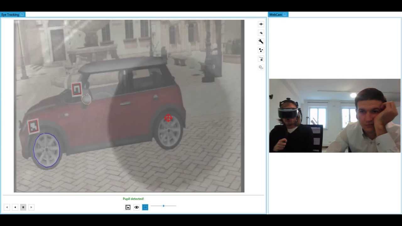 Eyetracking in Sensics zSight HMD observed with Webcam - YouTube