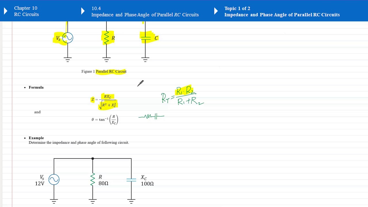Chapter 10.4 (Topic 1 of 2) - Impedance and Phase Angle of Parallel RC ...
