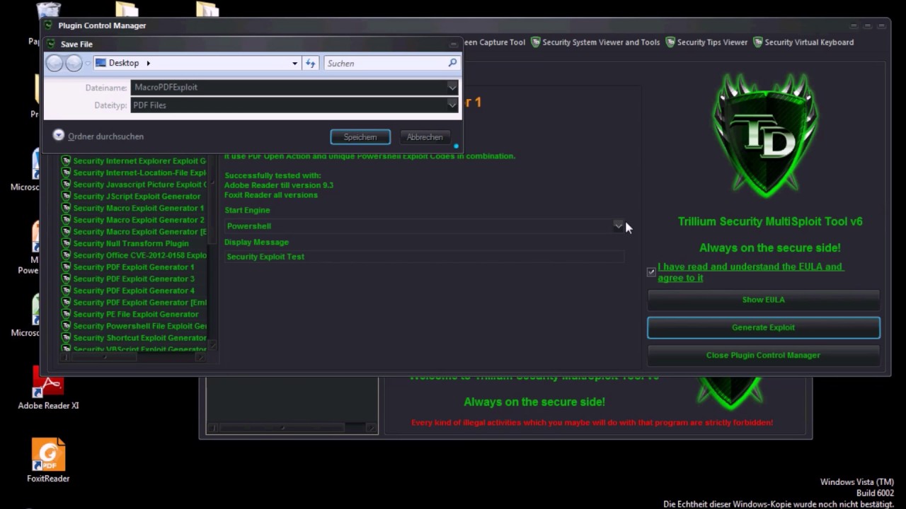 Trillium Security MultiSploit Tool v6 - Macro PDF Exploit - YouTube