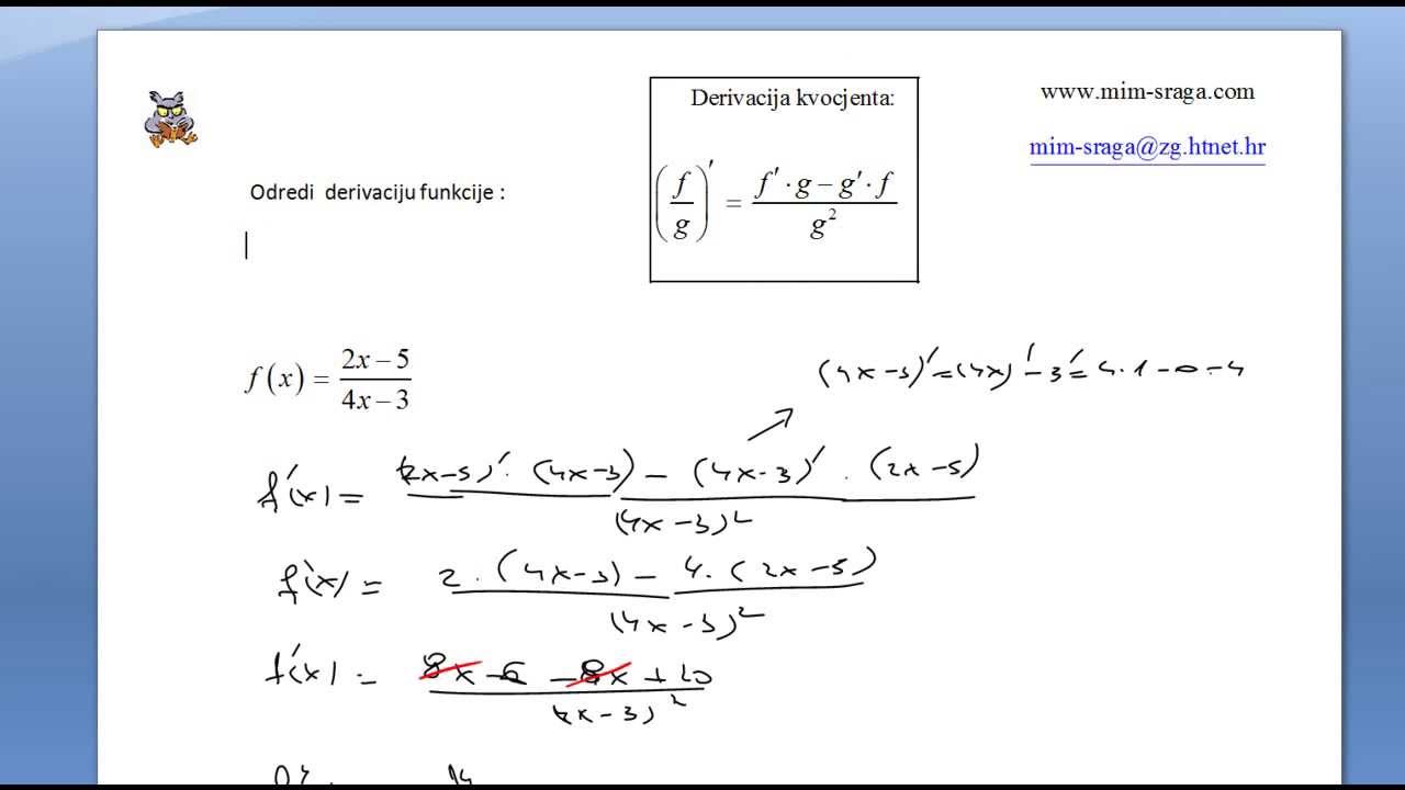 derivacija kvocjenta vj.br.5 - zbirka potpuno riješenih zadataka ...
