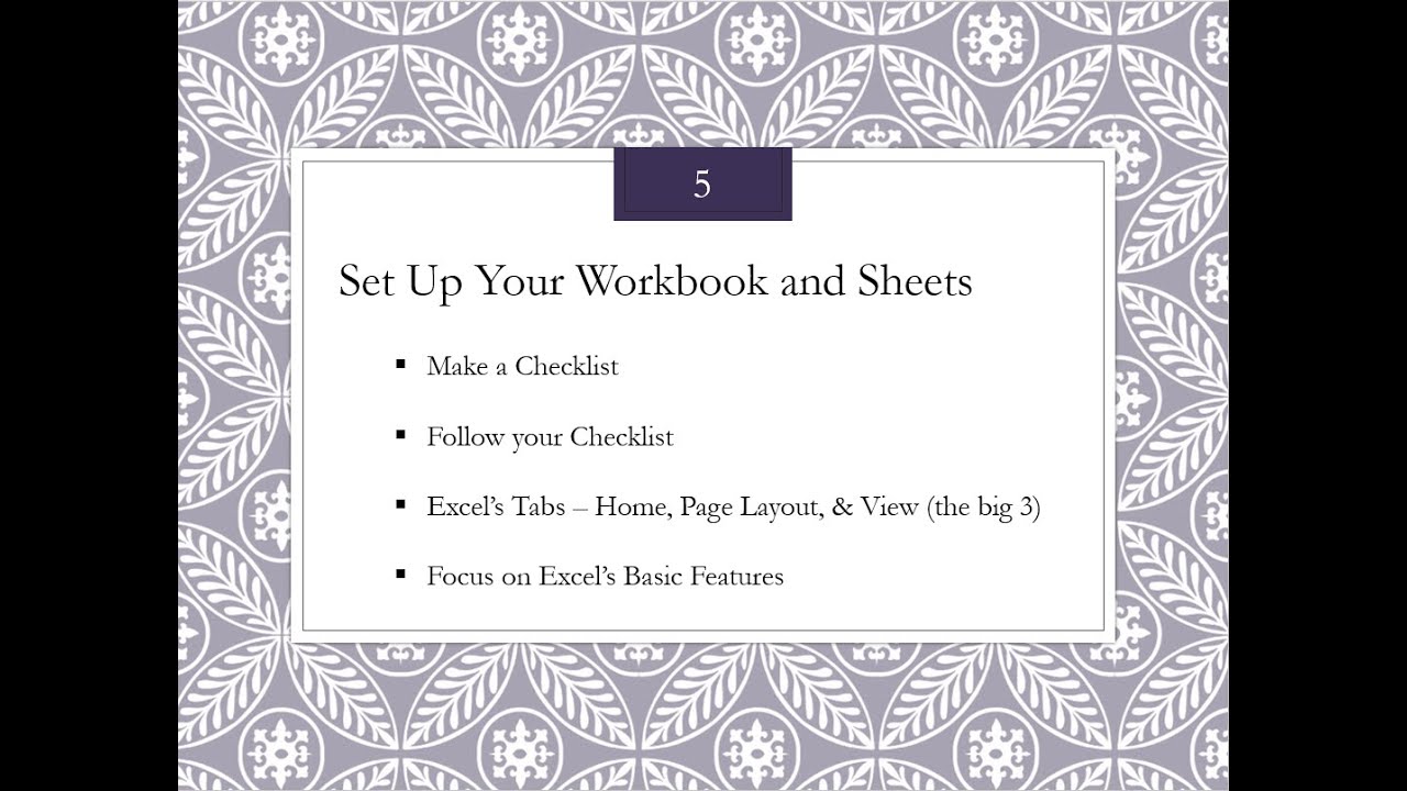 Example 5 - Set Up Your Workbook & Worksheets - YouTube