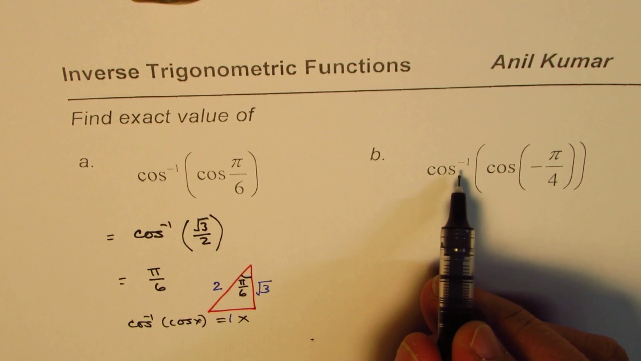 Why cosine inverse will not always undo cosine Composite Trig Functions ...