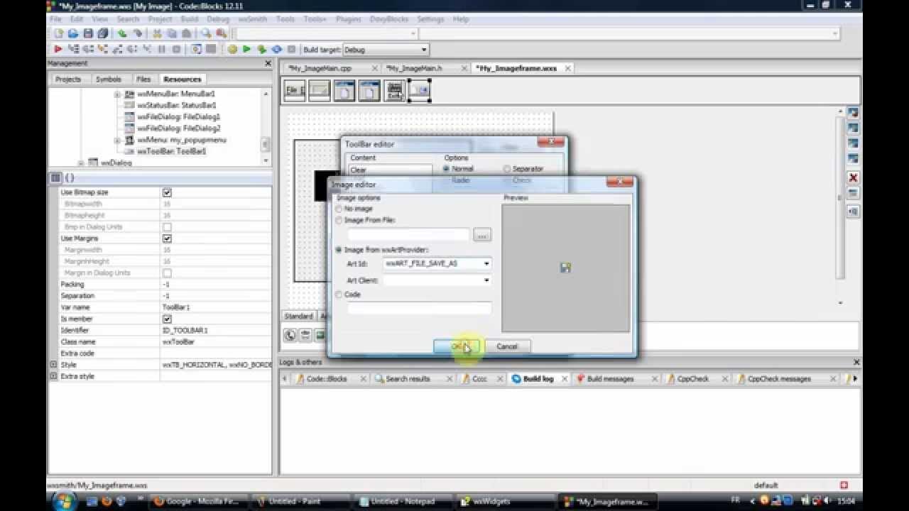 PART 4: C++ GUI - Creating a tool bar with wxWidgets and CodeBlocls - YouTube