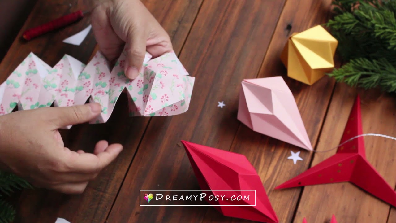 Paper ornaments tutorial and template - YouTube