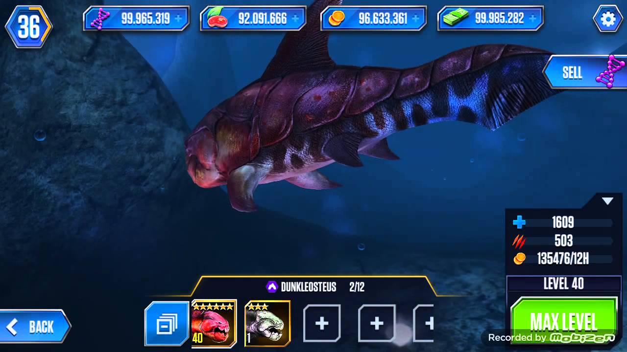 LEVEL 40 DUNKLEOSTEUS - Jurassic world the game - YouTube