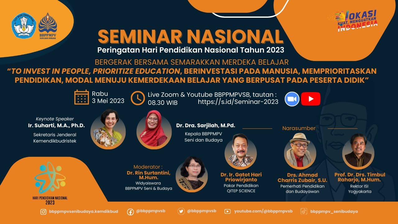 Seminar Hari Pendidikan Nasional 2023 BBPPMPV Seni dan Budaya - YouTube