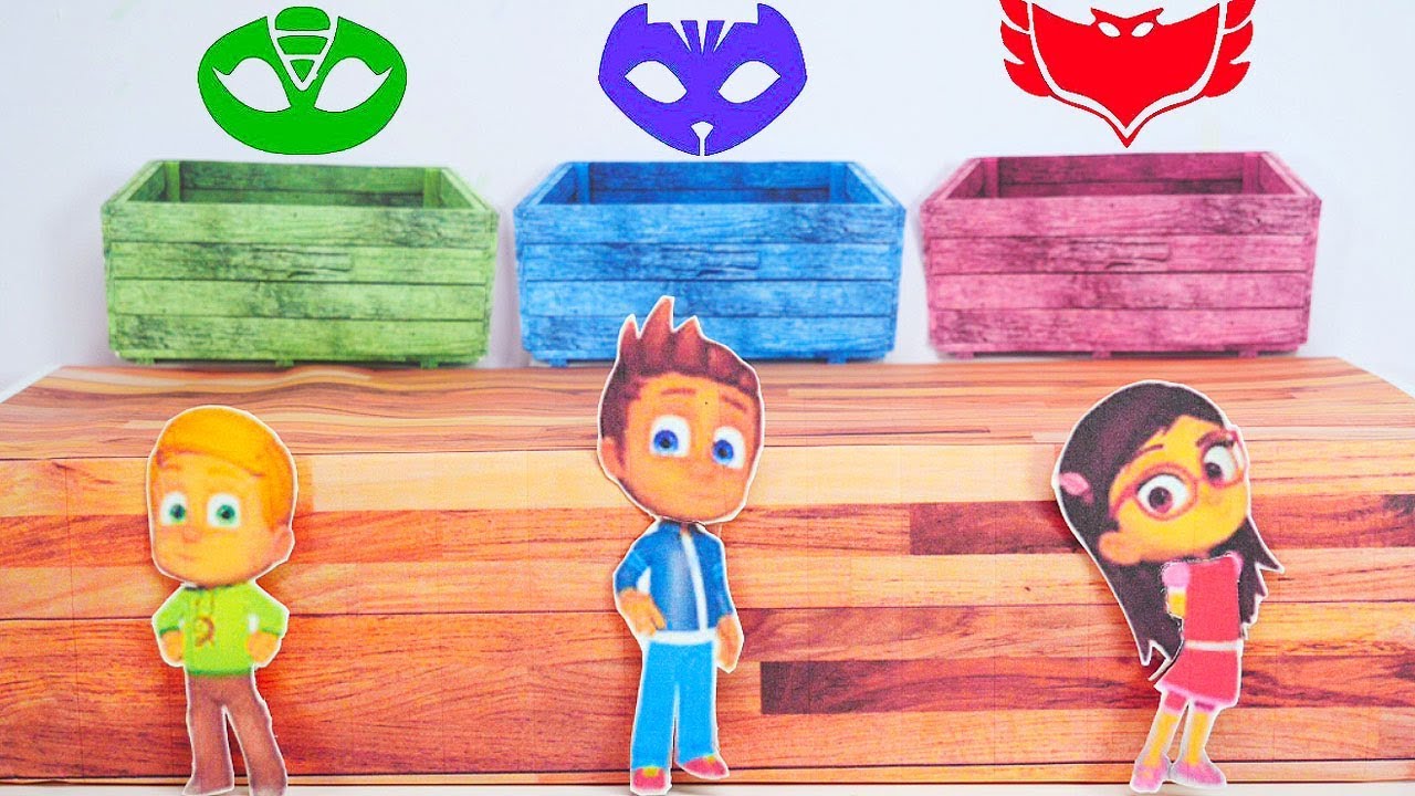 Pj masks kids Wrong Costume and logo from wooden box - YouTube