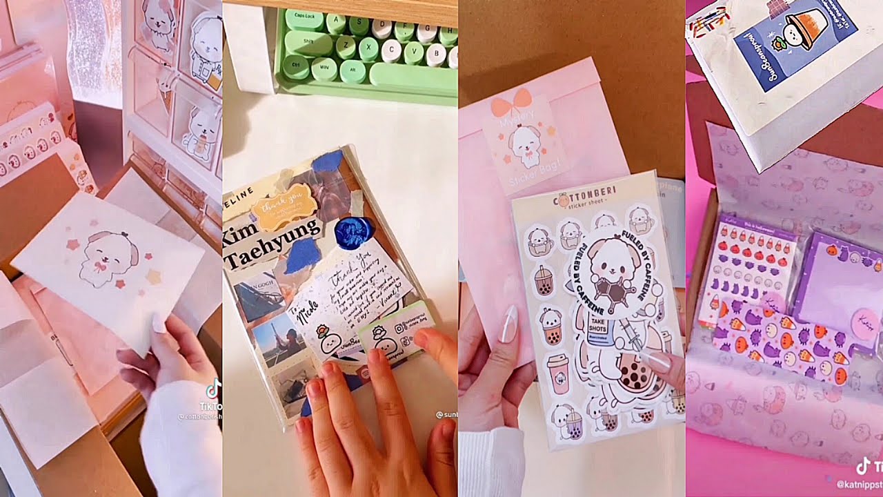 Tiktok ASMR Packing Orders Aesthetic Stationery | Washi Tapes, Stickers ...