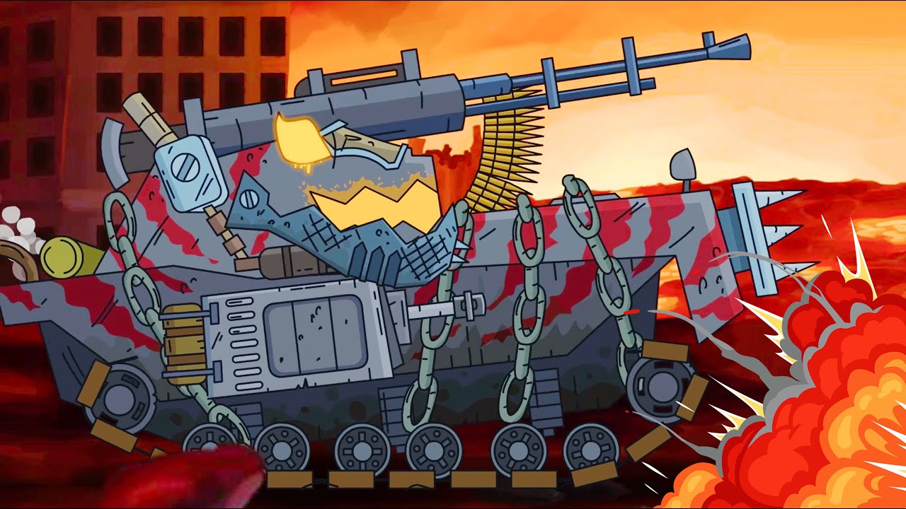 Tank monster itu sangat marah. Kartun anak.Mobil anak anak. Game tank ...