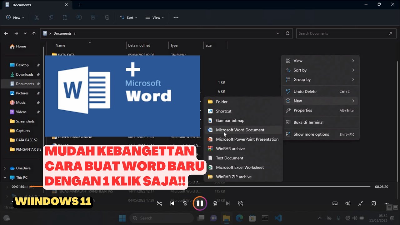 Menambahkan file word baru di laptop - YouTube